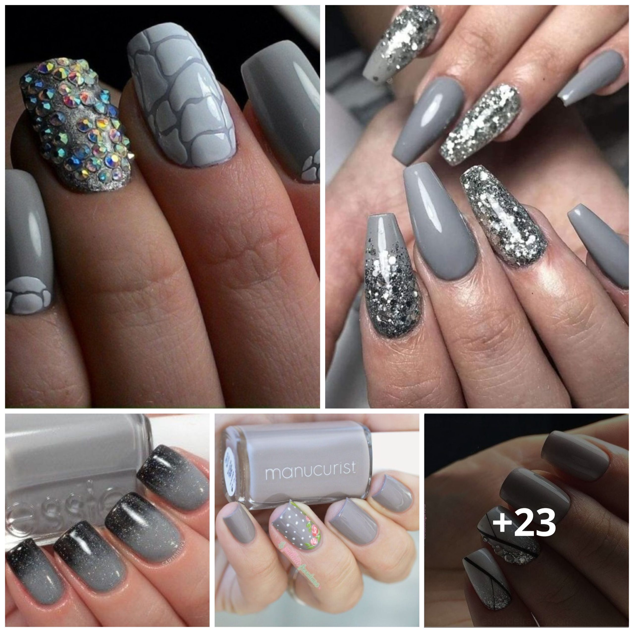23 Ideas para Diseños【Uñas Nails】Color Gris 💅🖤 - DIY Discovers